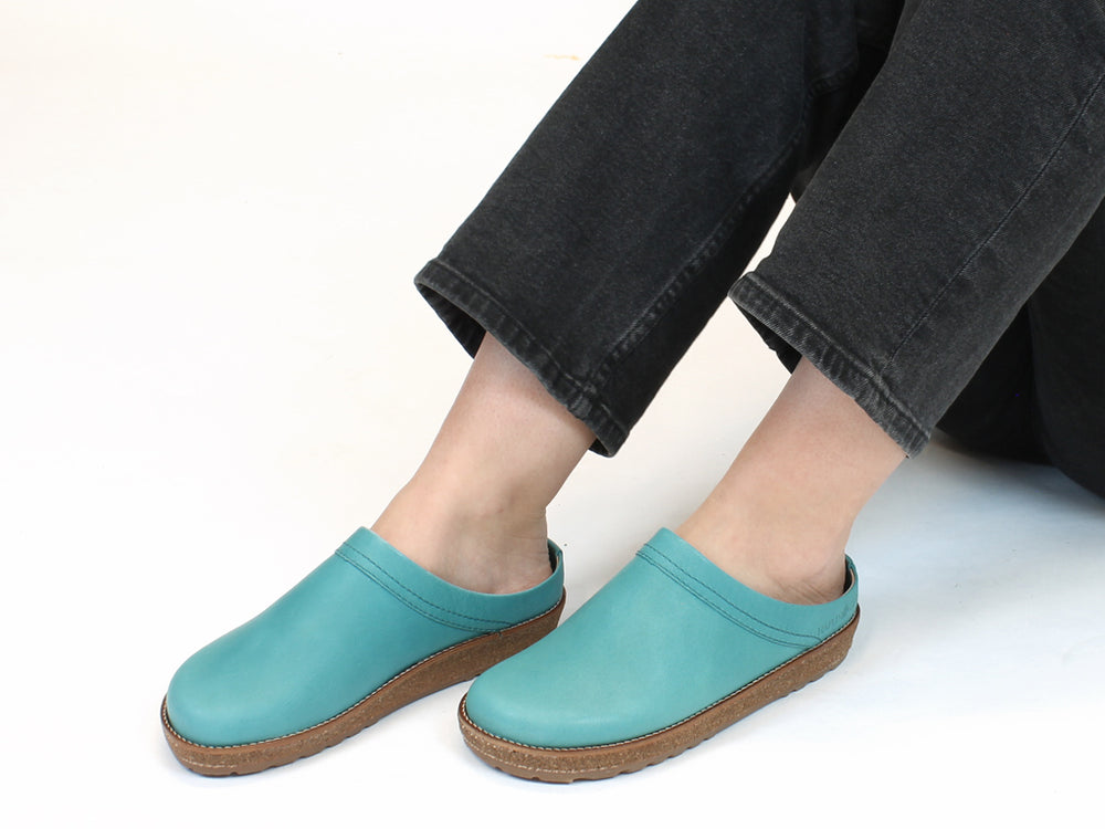 Haflinger Leather Clogs Travel Aqua | Unisex Clogs | Shoegarden UK