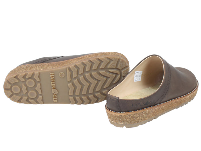 Haflinger Leather Clogs Travel Brown 748 | Unisex Clogs | Shoegarden UK